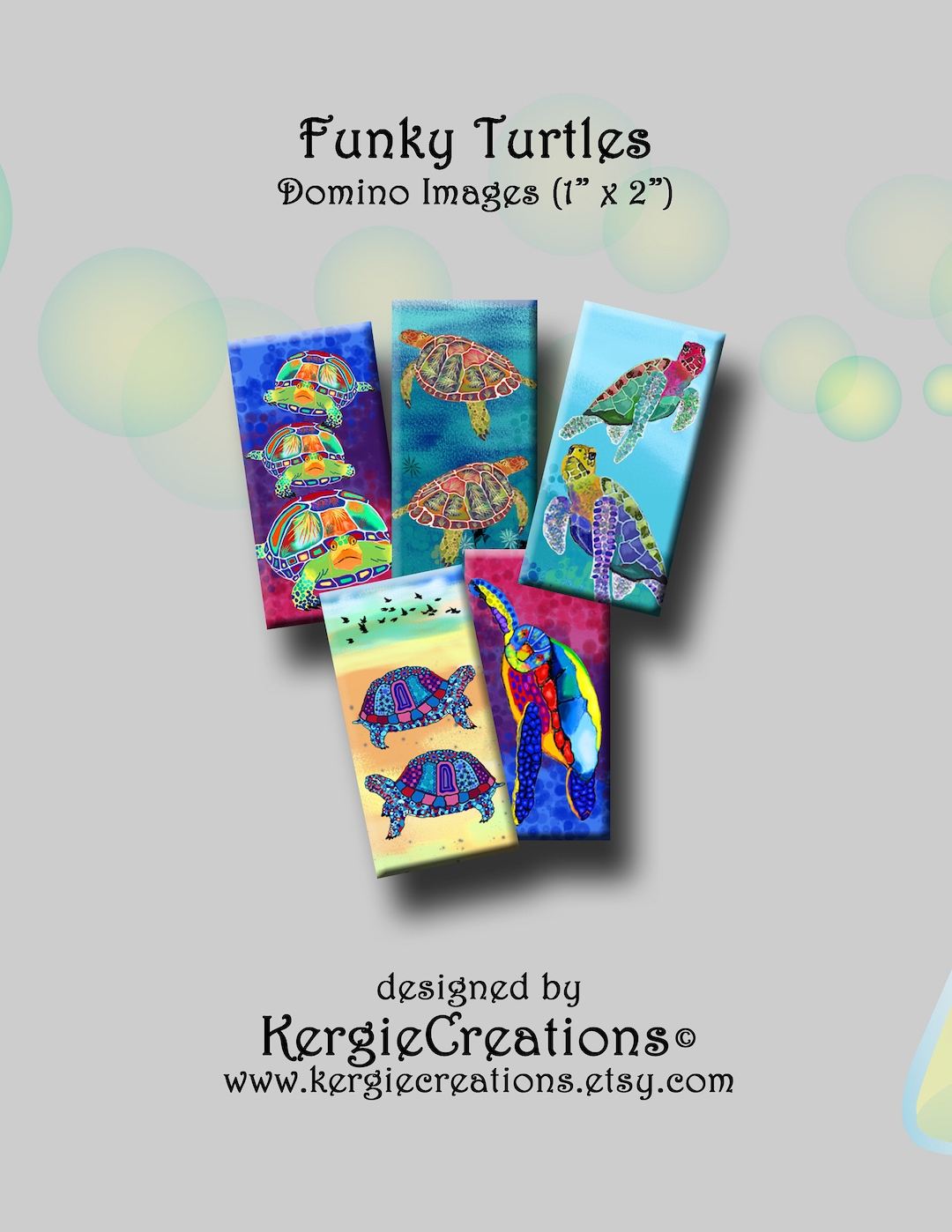 FUNKY TURTLES - Digital Collage Sheet Domino Images (1" X 2") for ...