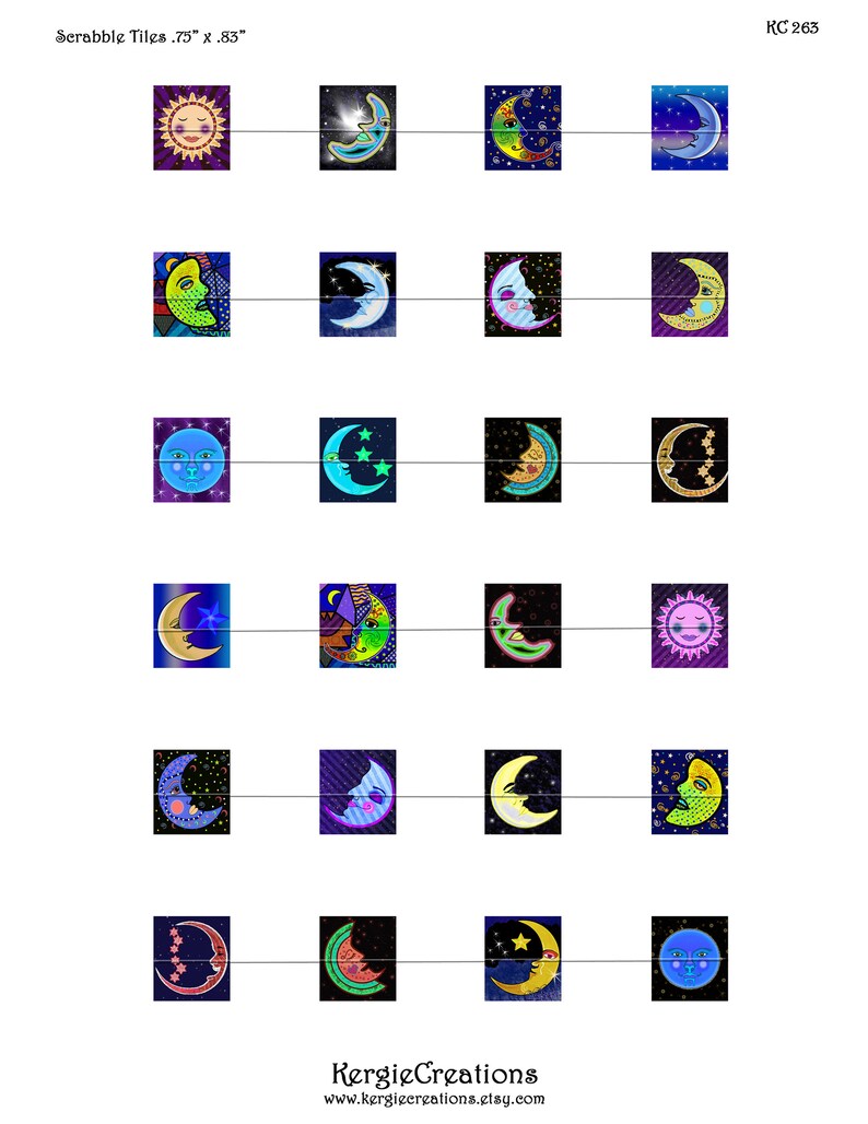 FUNKY MOONS Digital Collage Sheet Scrabble Tile | Etsy