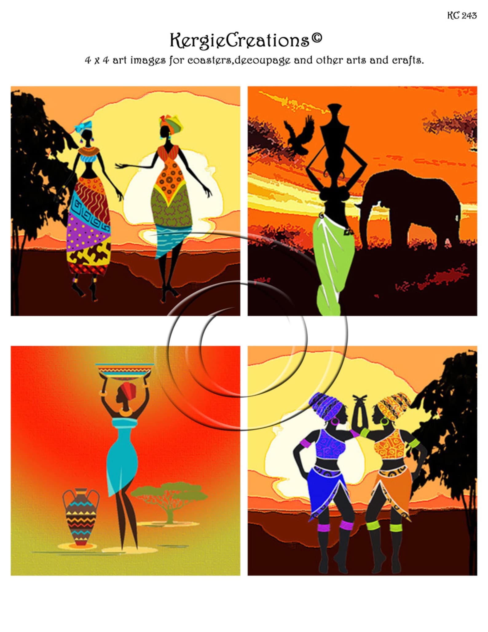 AFRICAN SUNSETS Printable Digital Collage Sheet 12 X 4 Inch | Etsy