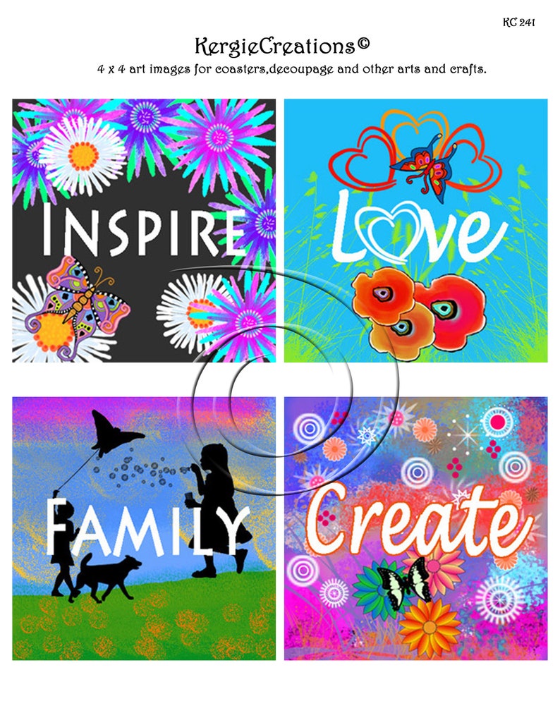 INSPIRE HOPE Printable Digital Collage Sheet 16 4 inch | Etsy