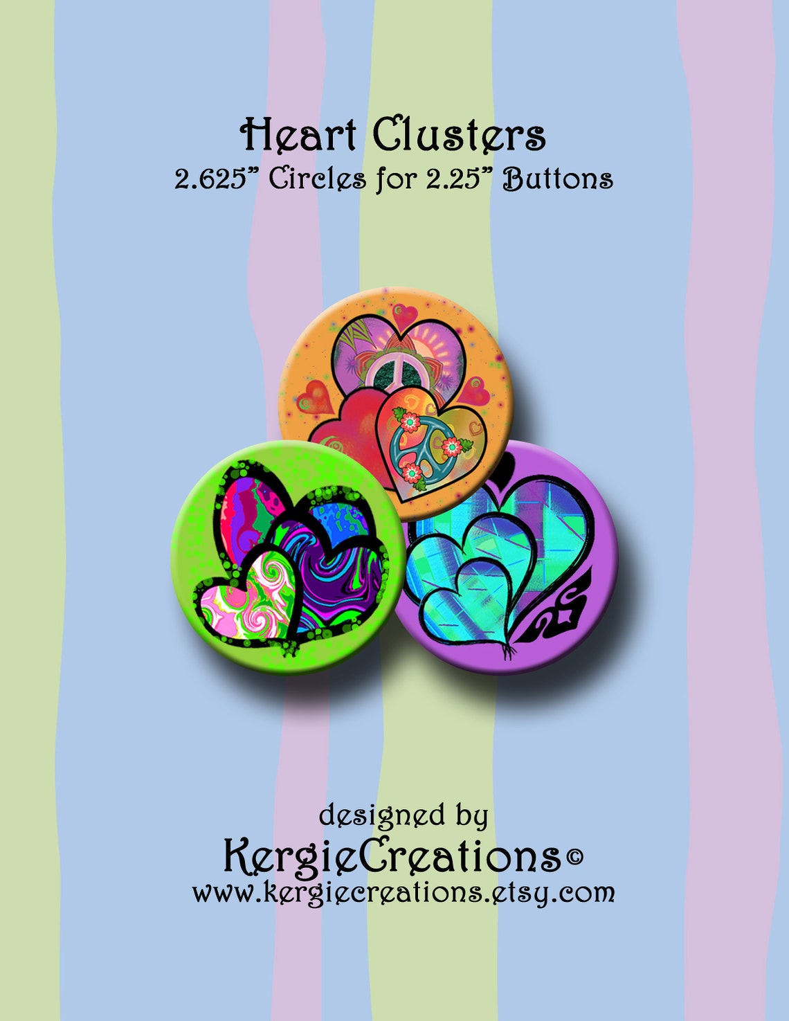 HEART CLUSTERS Digital Collage Sheet 2.625 Circles | Etsy