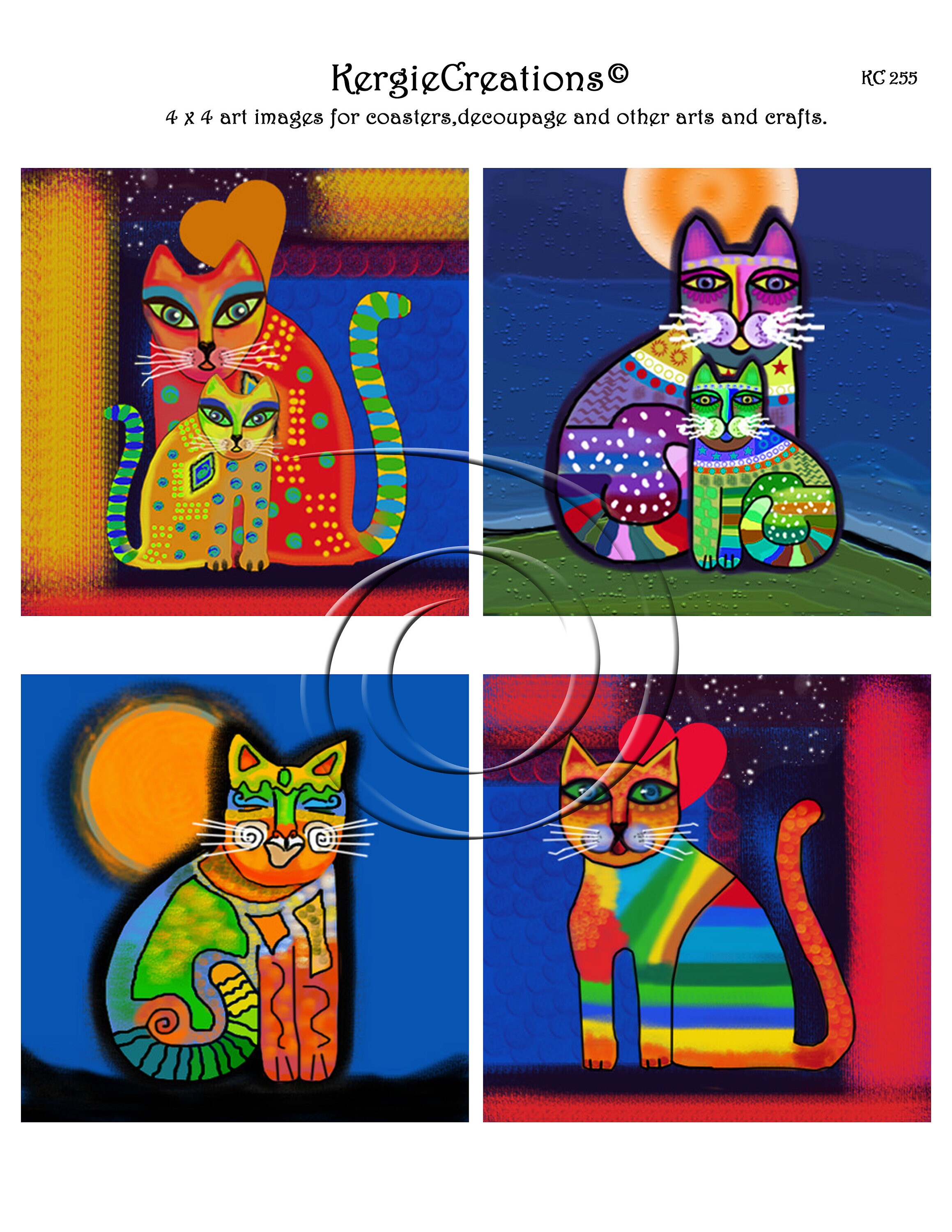 FUNKY ALLEY CATS Printable Digital Collage Sheet 12 X 4 | Etsy