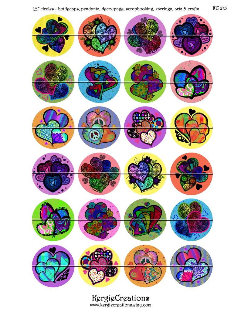 HEART CLUSTERS Digital Collage Sheet Combo of 1 & | Etsy