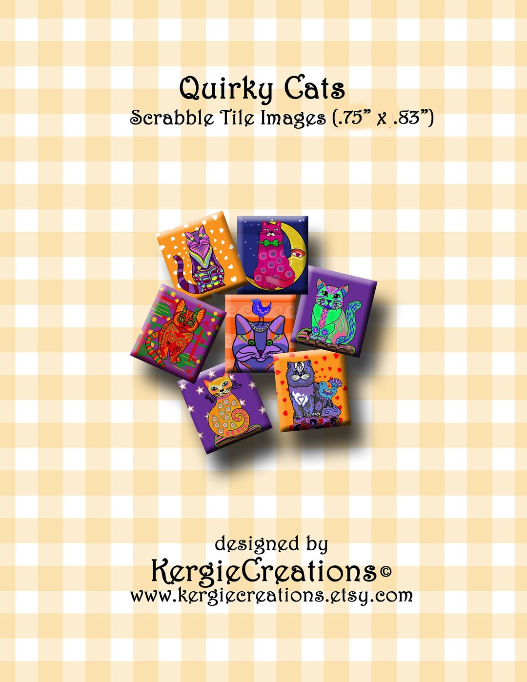 QUIRKY CATS - Digital Collage Sheet - Scrabble Tile Images (.75"x .83 ...