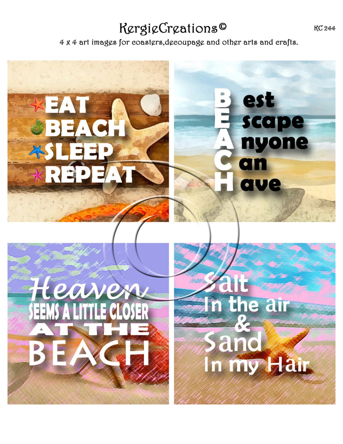 I LOVE THE BEACH Printable Digital Collage Sheet 12 X 4 Inch - Etsy