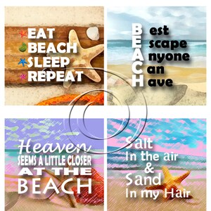 I LOVE THE BEACH - Printable Digital Collage Sheet 12 X 4 Inch Squares ...