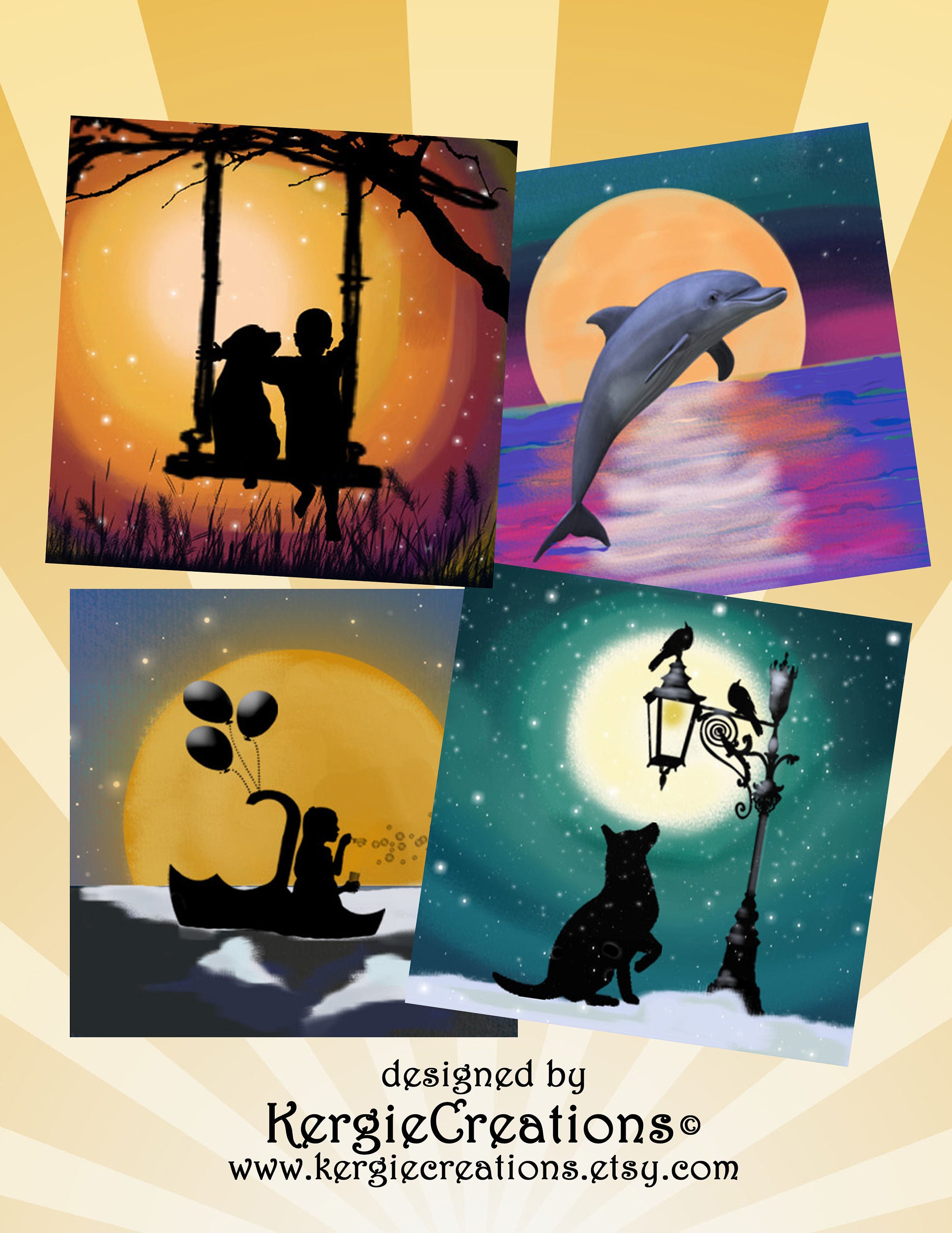 MOONLIGHT MAGIC Printable Digital Collage Sheet 12 X 4 Inch - Etsy