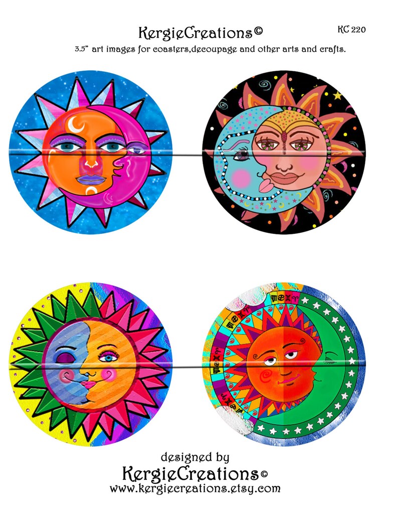 SUN AND MOON Printable Digital Collage Sheet 12 X 3.5 Inch | Etsy