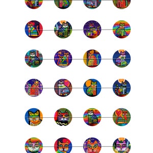 FUNKY ALLEY CATS - Digital Collage Sheet 1 Inch Round Images for Bottle ...