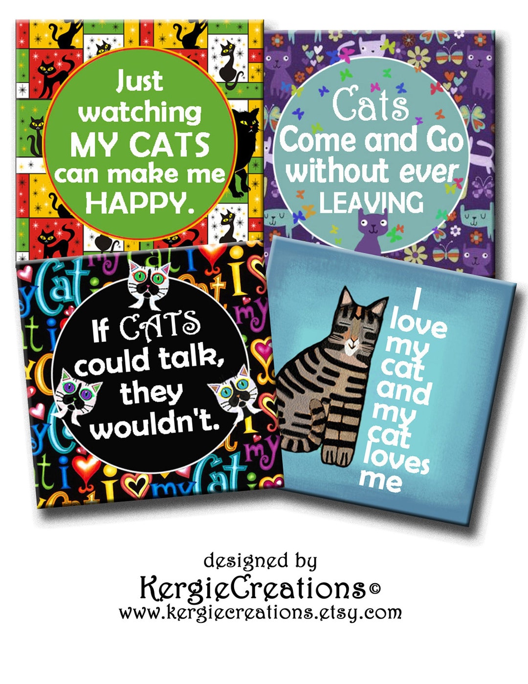 I LOVE CATS - Printable Digital Collage Sheet 12 X 4 Inch Squares for ...