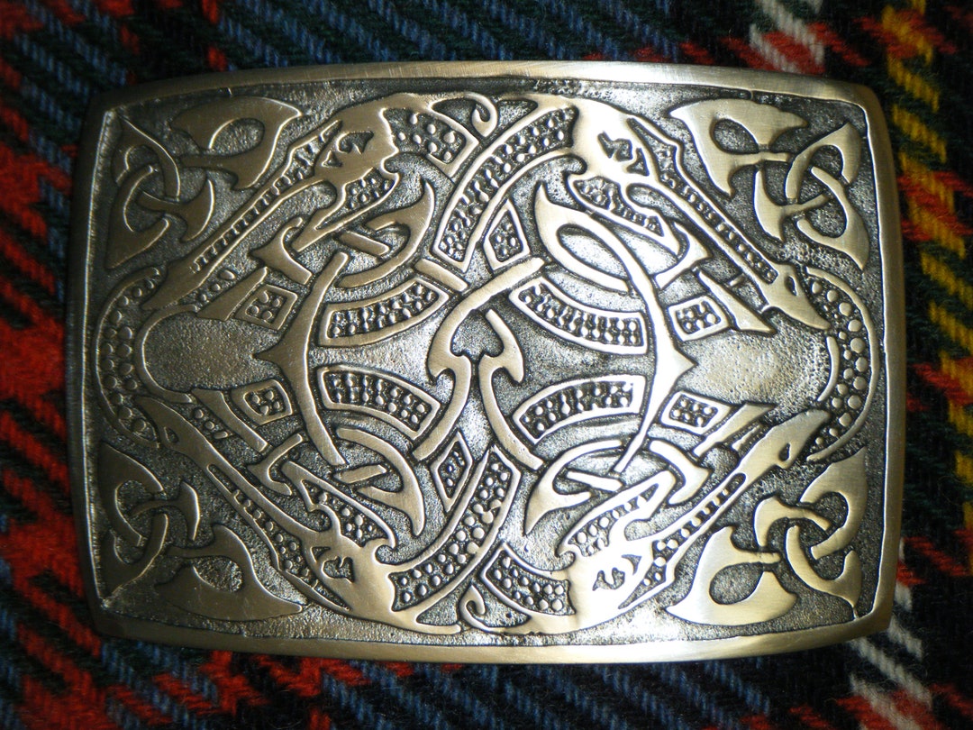 Kilt Belt Buckle Polished Pewter Celtic Sea Dragons - Etsy