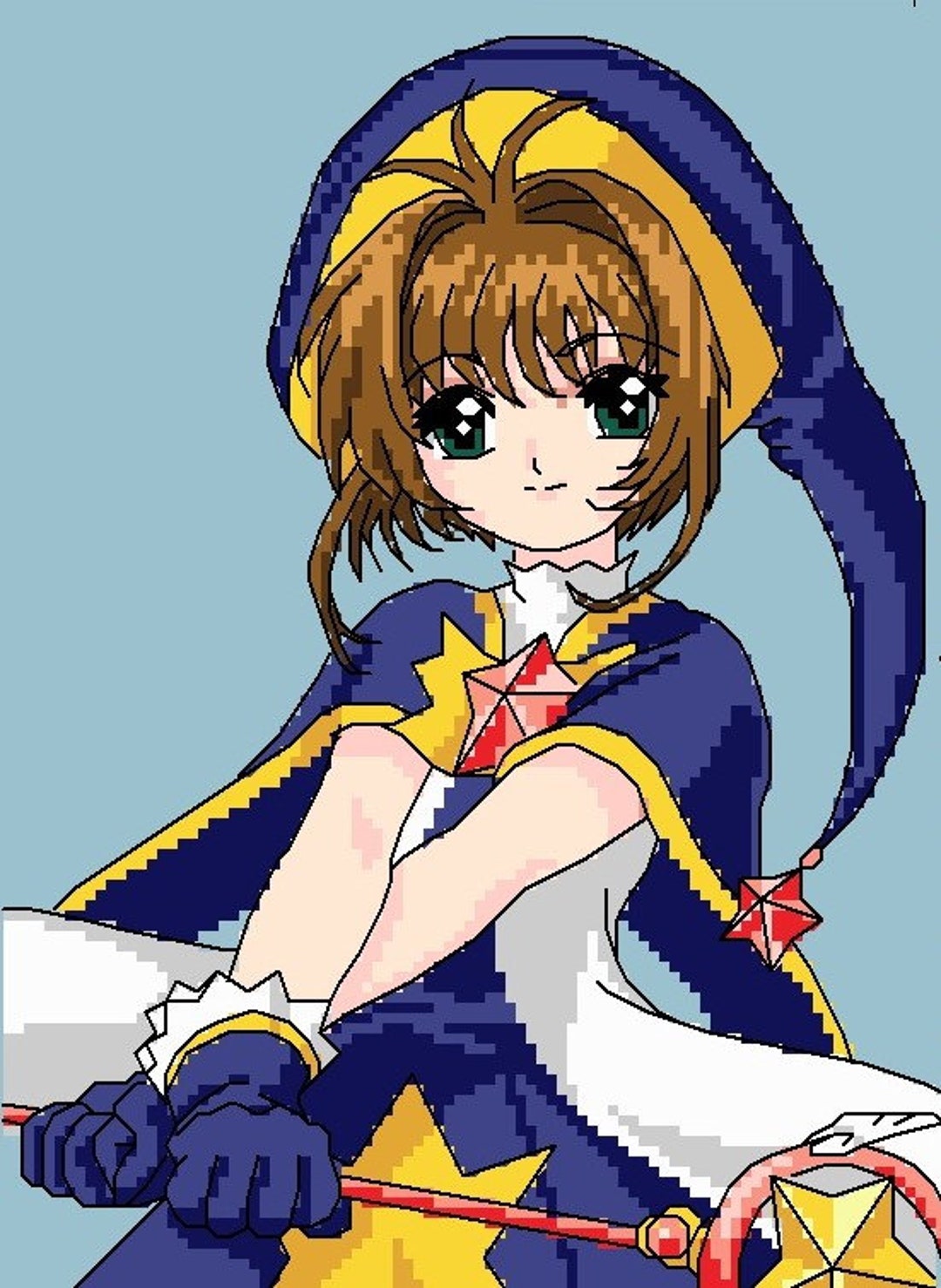Pretty Mage in Blue Anime Design Cross Stitch PDF Pattern - Etsy