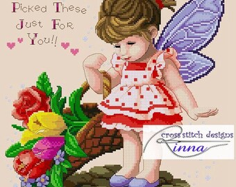 Chrysanthemum Fairy Cross Stitch PDF Pattern | Etsy