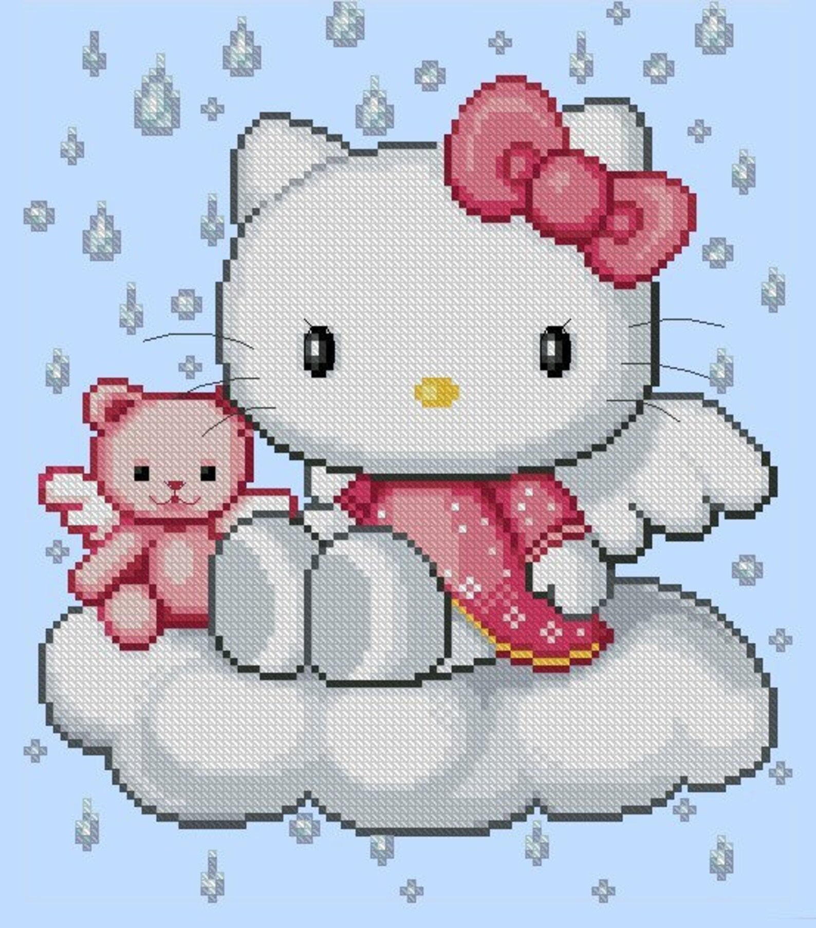 Cross Stitch Pattern Cute Kitty Angel and Friend - Angel of Rain 2 ...