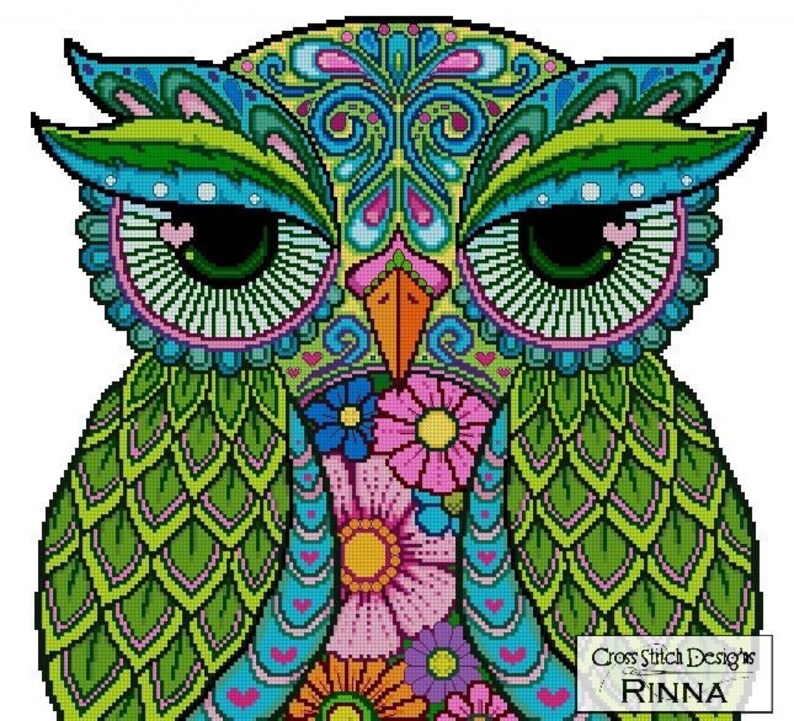 Zen Owl 001 SPRING Cross Stitch PDF Pattern - Etsy