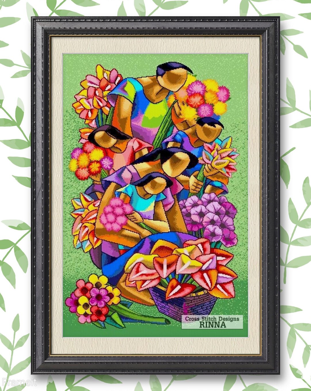 Cross Stitch Pattern Family and Flowers pamilya at Mga Bulaklak ...