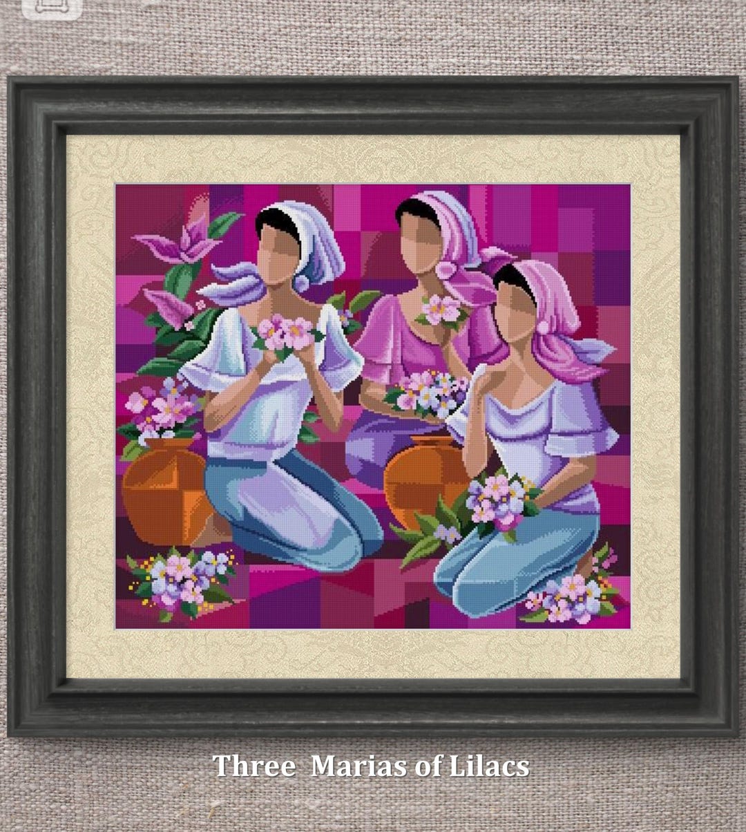 Cross Stitch Pattern Filipino Art Three Marias of Lilacs - Cross Stitch ...
