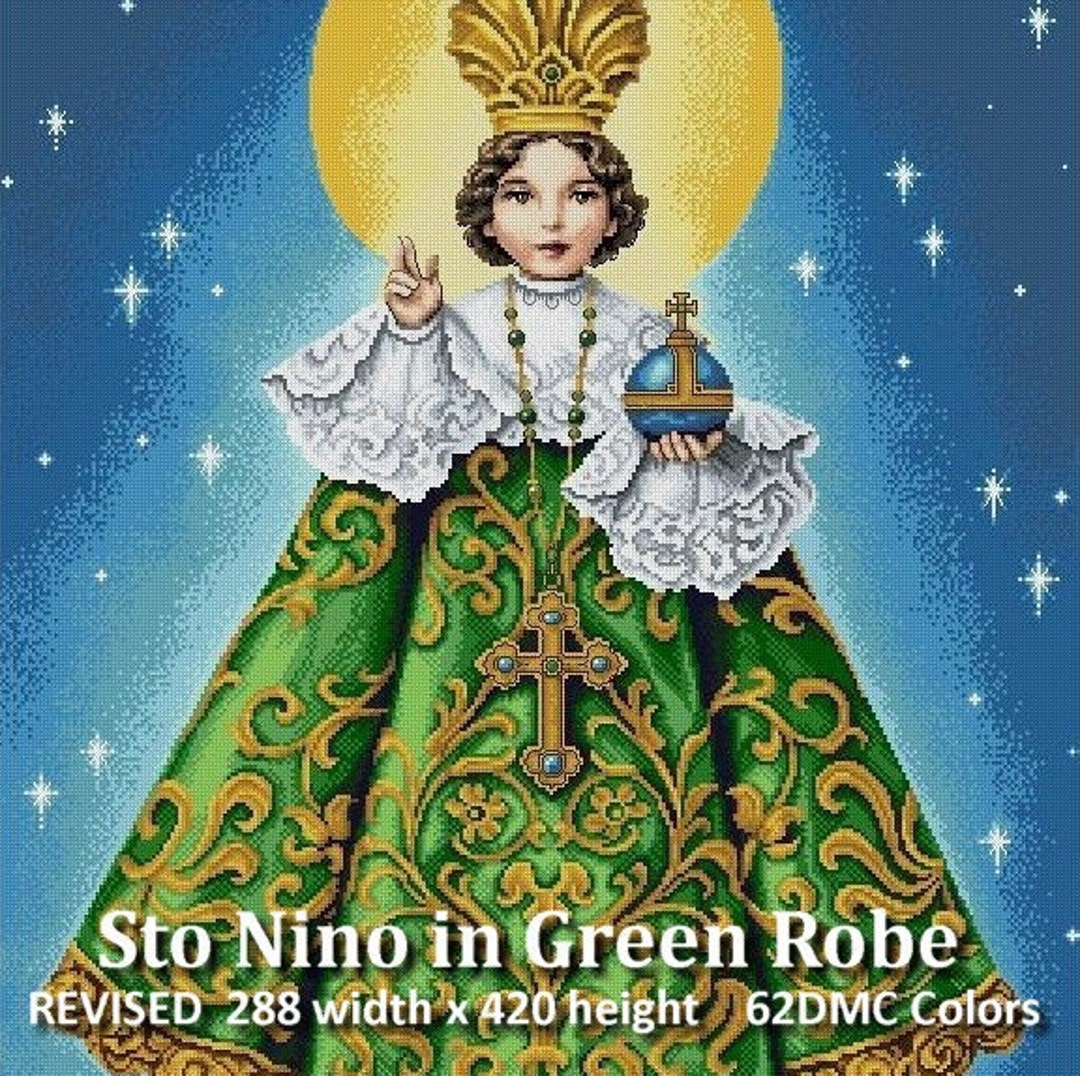 Santo Nino Green Robe religious Icon cross Stitch PDF Pattern - Etsy