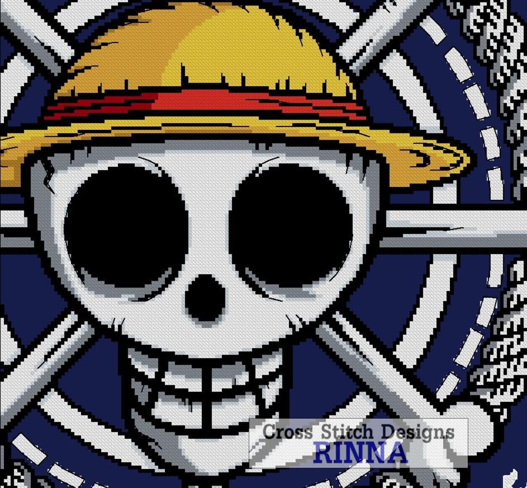 Cross Stitch Pattern Anime Skull Logo Compass Straw Hat Anime Design in ...