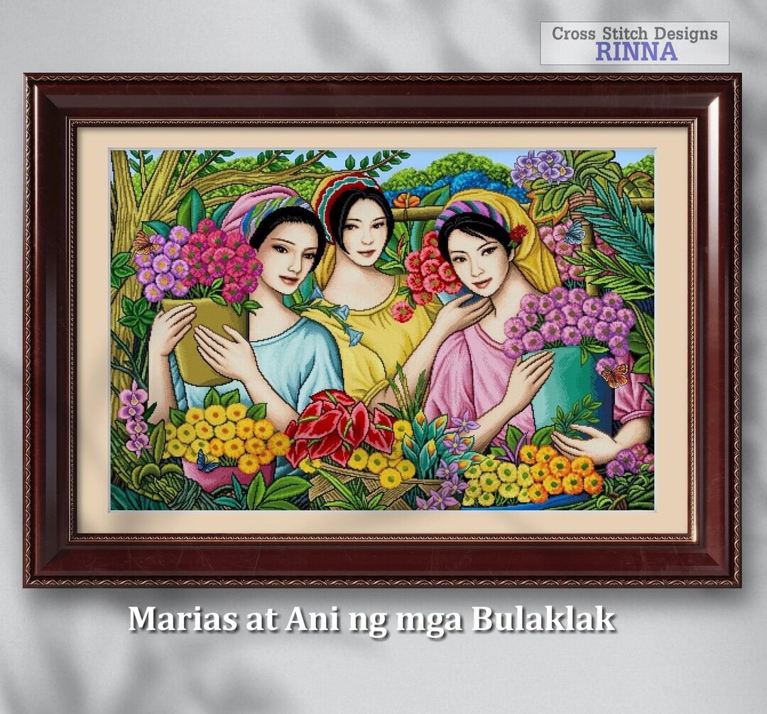 Cross Stitch Pattern Filipino Art Design Marias at Ani Ng Mga Bulaklak ...