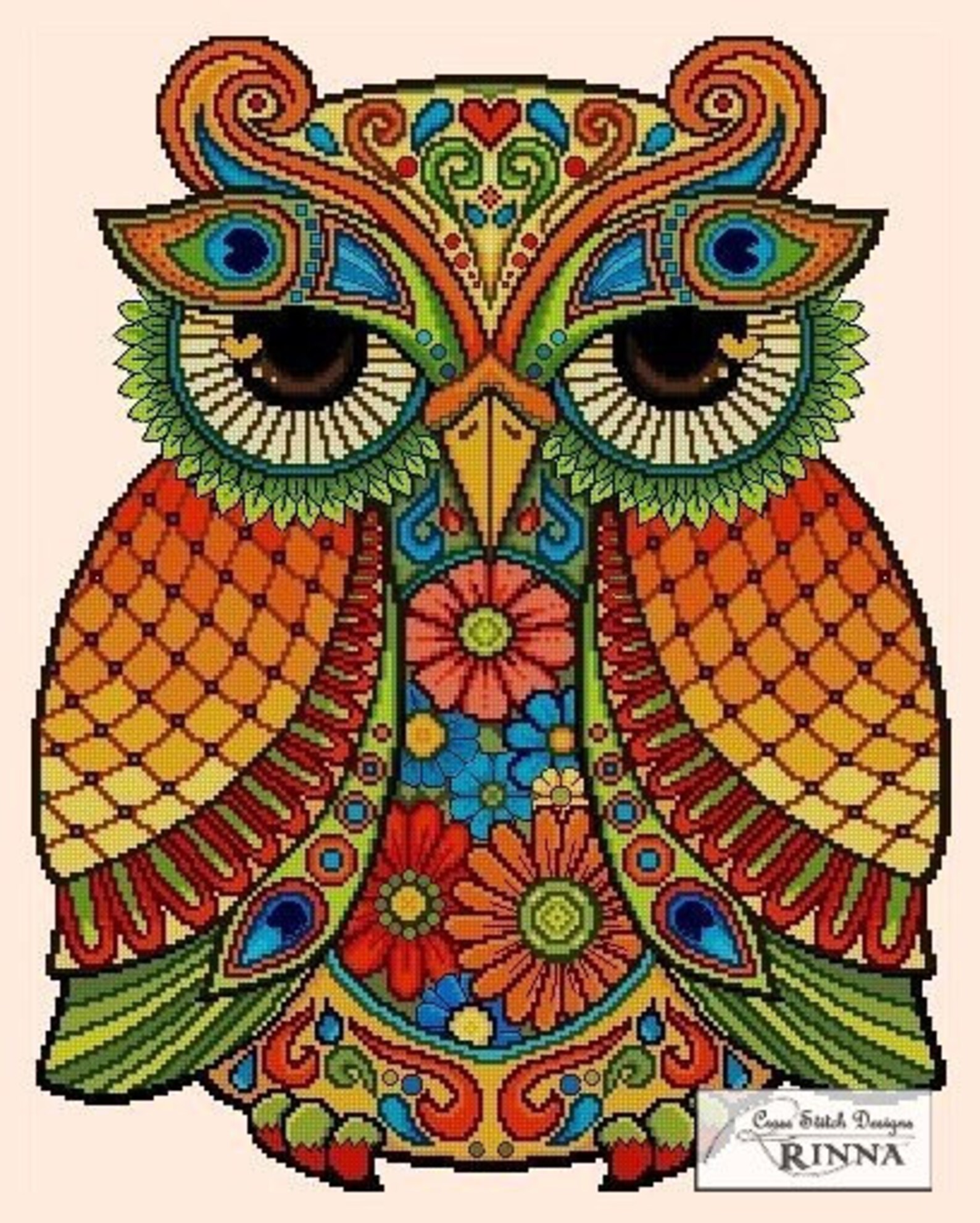 Zen Owl 004 AUTUMN cross Stitch PDF Pattern - Etsy