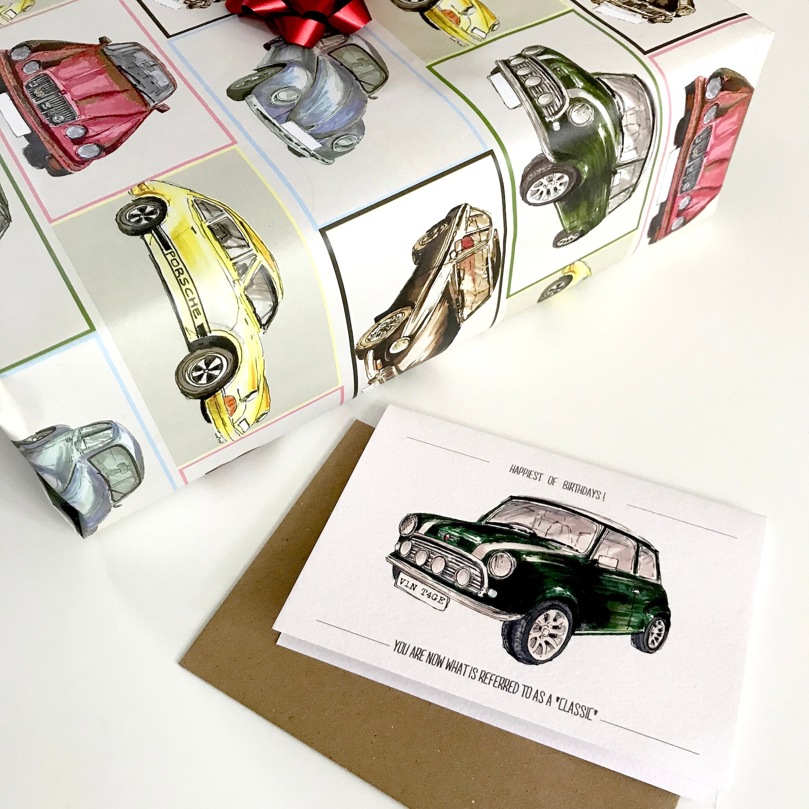 Classic Car Birthday Card and Wrapping Paper Set - Classic Car ...