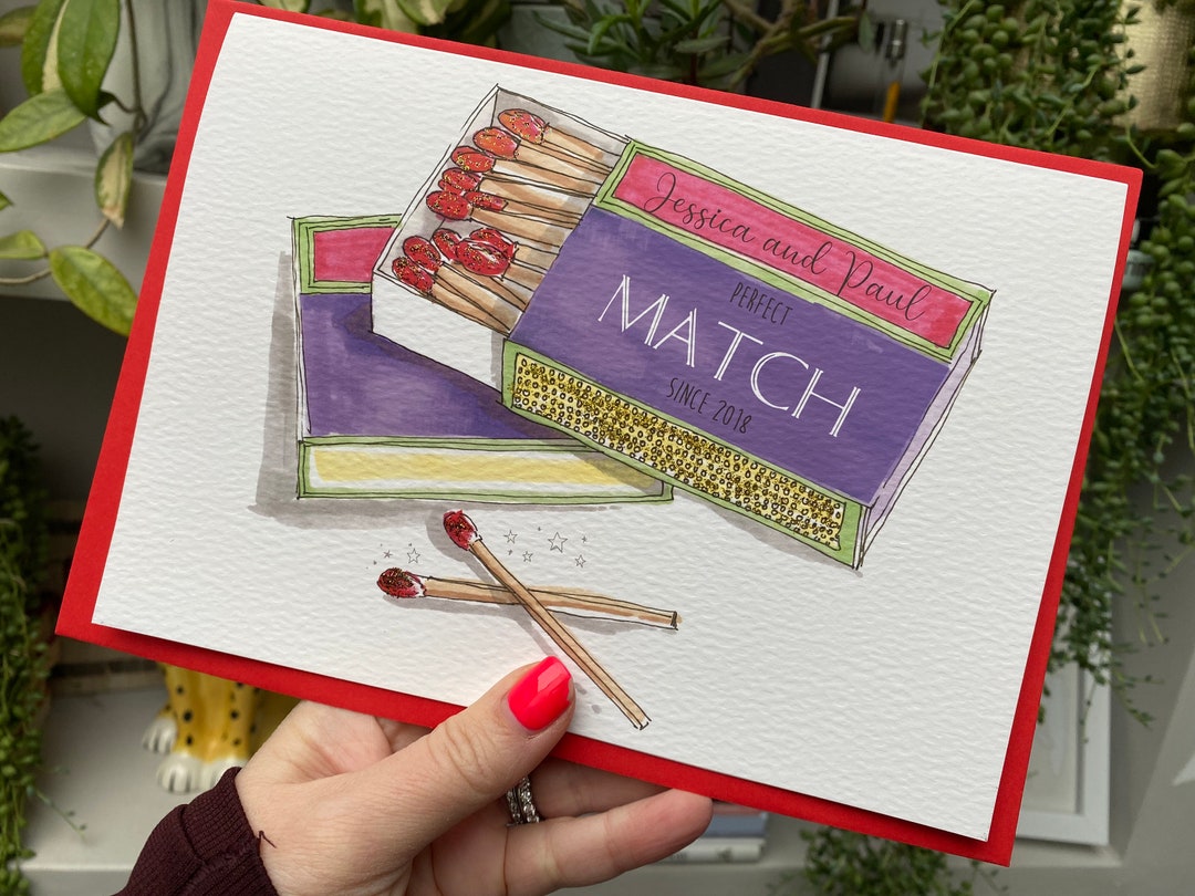 Personalised "perfect Match" Card - Valentines Day Card - Anniversary ...