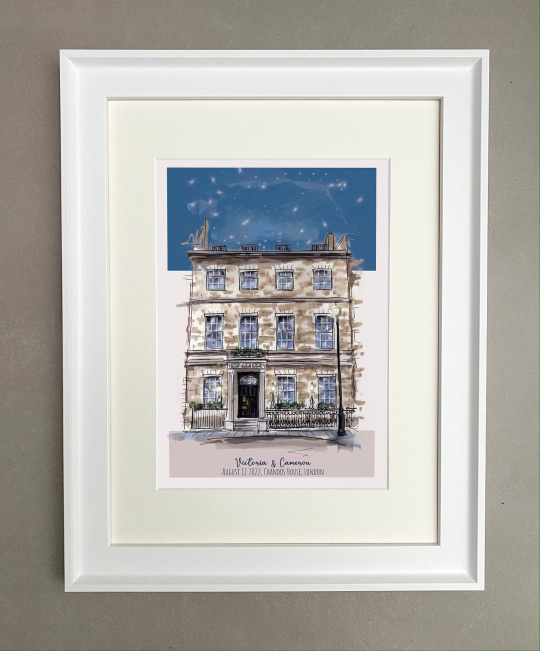 Personalised Chandos House London Giclee Art Print - Watercolour Art ...