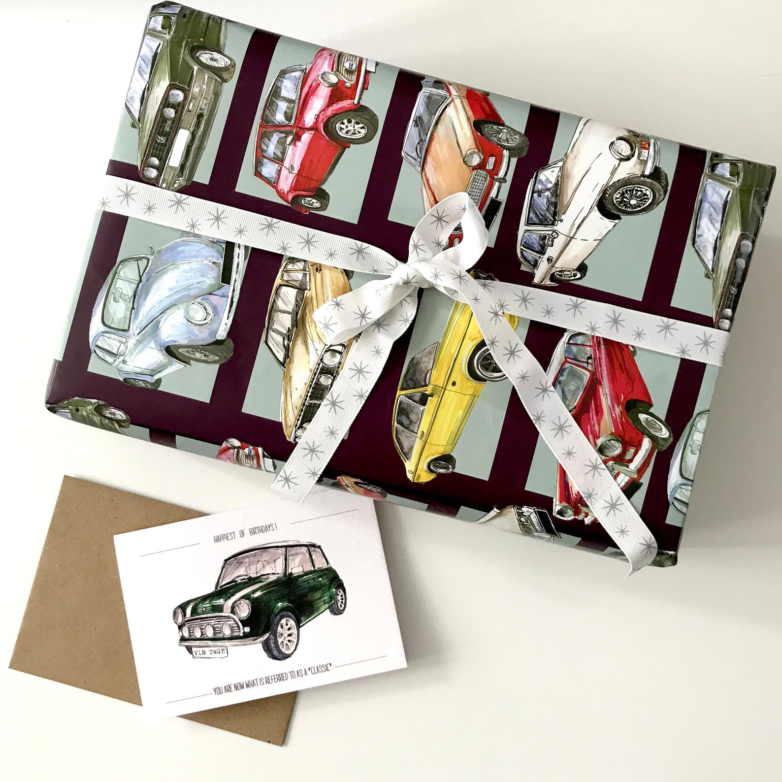 Classic Car Birthday Card And Wrapping Paper Set Classic Car Etsy UK classic-car-birthday-card-and-wrapping-paper-set-classic-car-etsy-uk