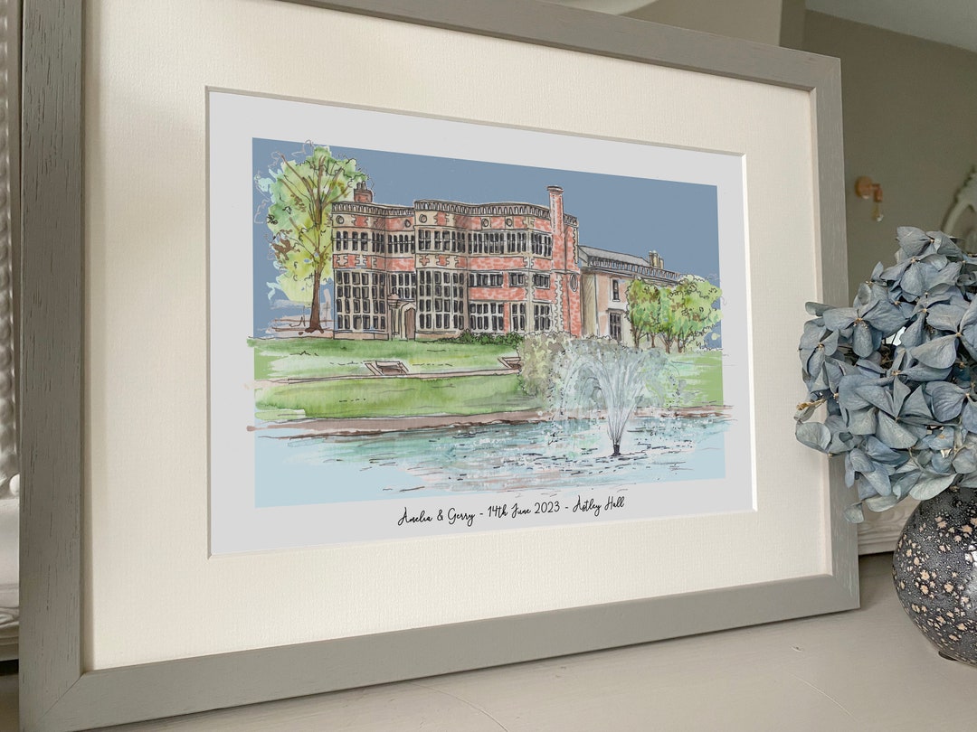 Personalised Astley Hall Giclee Art Print - Hand Drawn Art - Made to ...
