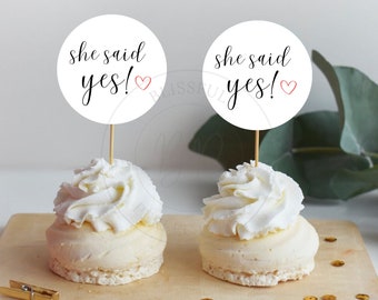 She Said Yes Cupcake Toppers - Etsy