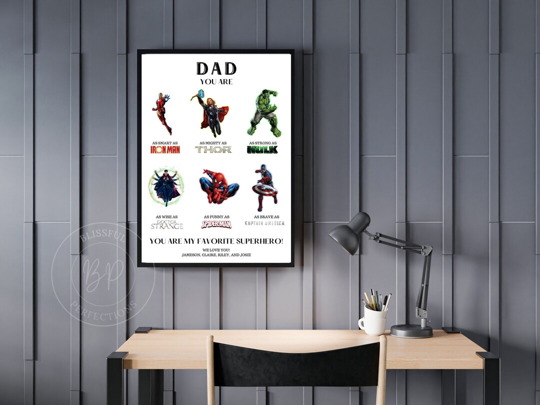 Printable Superhero Father's Day Gift Personalized - Etsy
