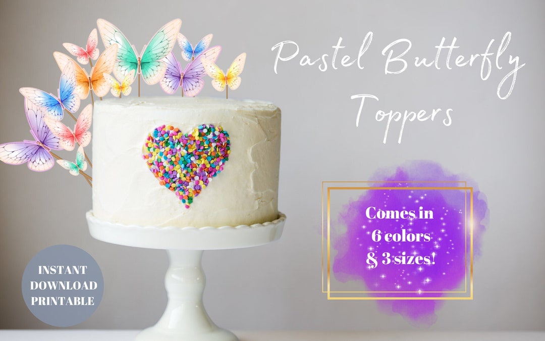 Printable Pastel Butterfly Cupcake Topper Butterfly - Etsy