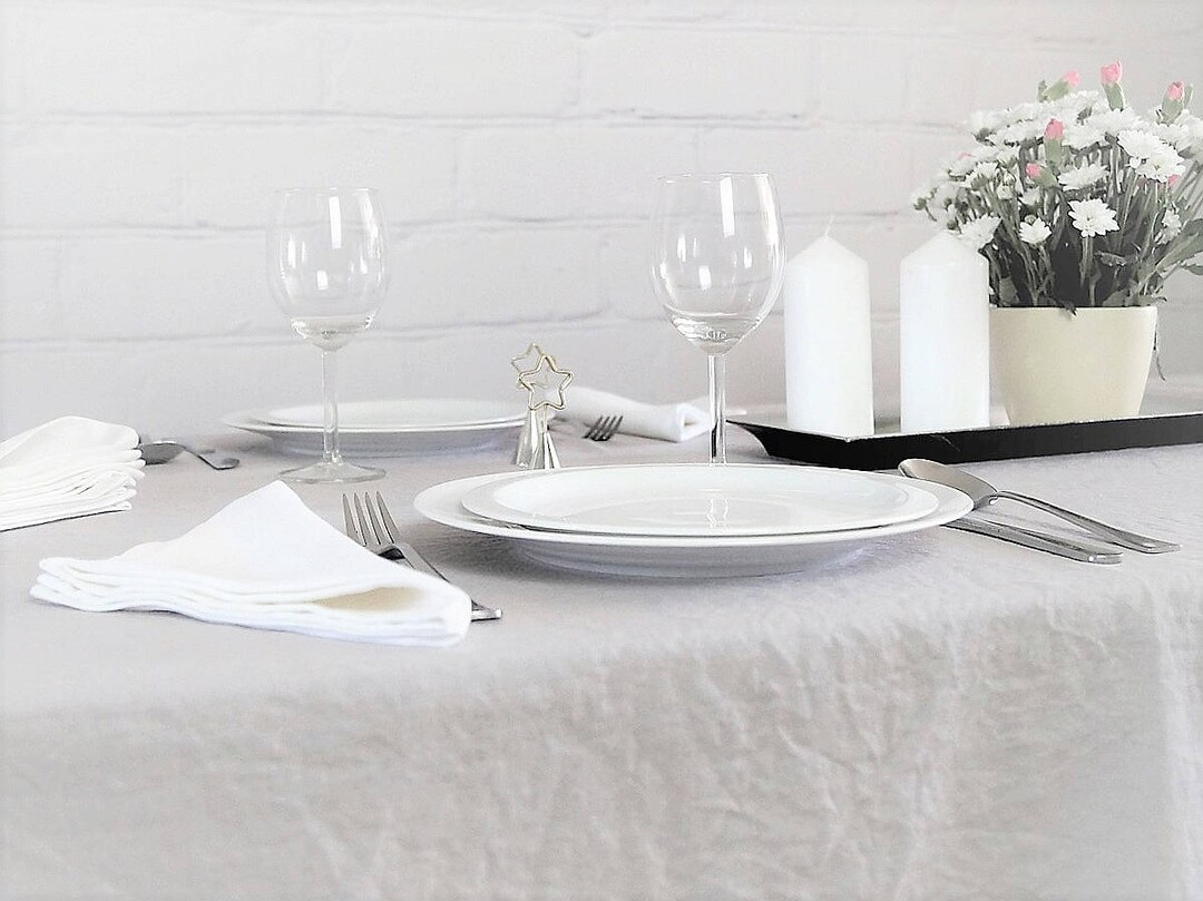 Gray Linen Tablecloth, Pure Linen Tablecloth, Wedding Tablecloth ...