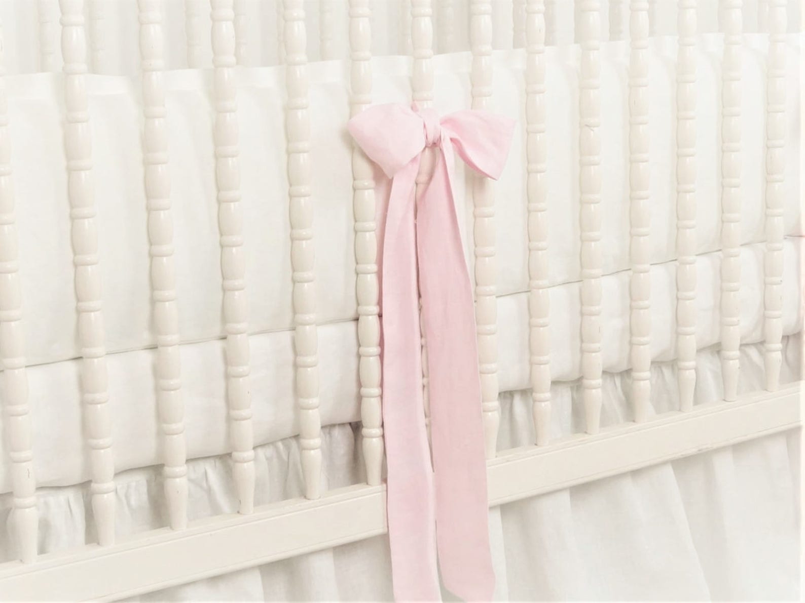 White Crib Bedding, Linen Crib Bedding - Crib Skirt- Nursery Bedding ...