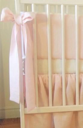Linen Crib Bedding - Gathered Skirt, Pink Linen - Girl Nursery Bedding ...