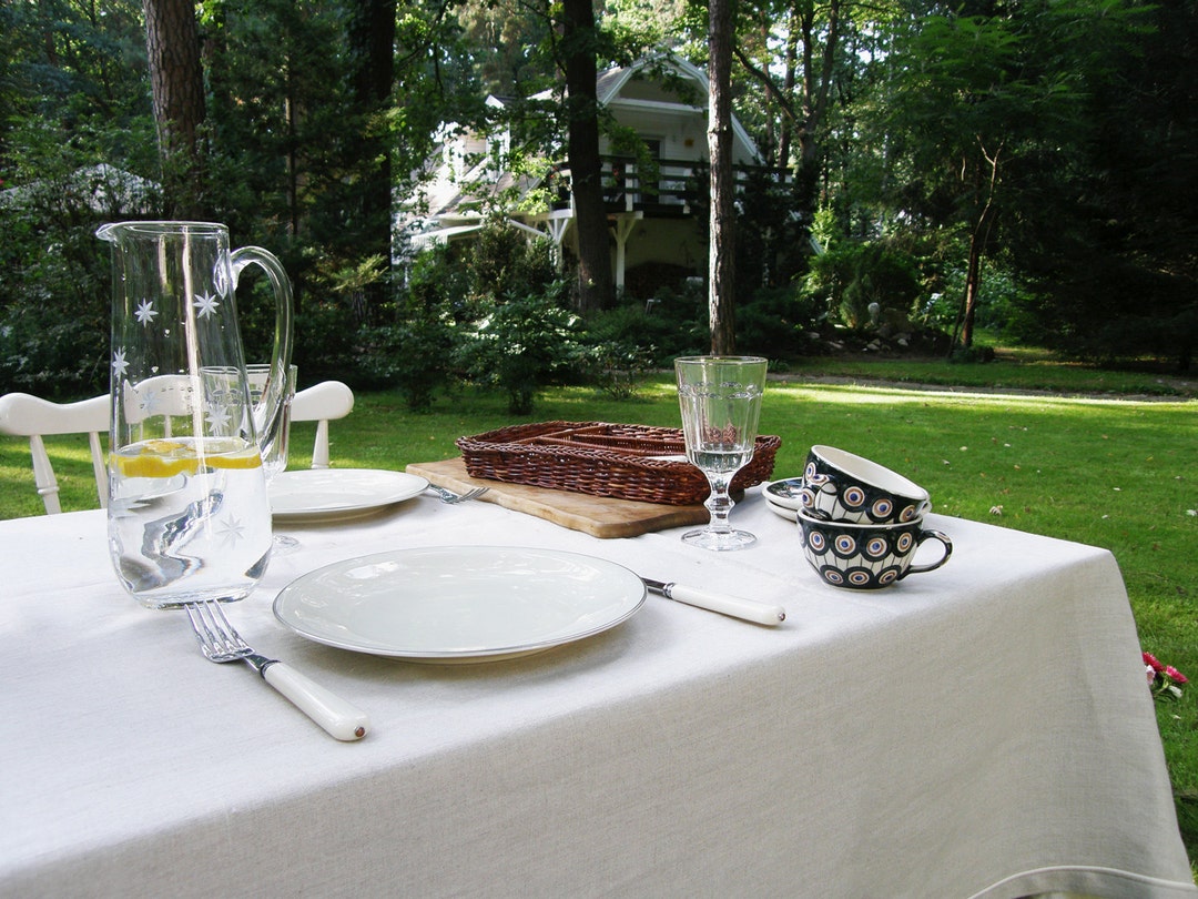 Natural Linen Tablecloth, Pure Linen Tablecloth, Rustic Tablecloth ...