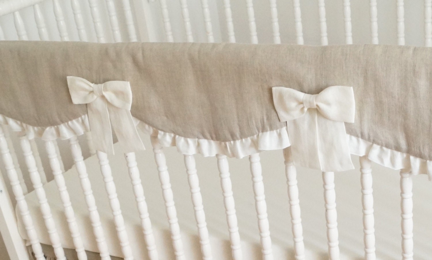 Linen Crib Bedding - Natural Linen Skirt With Ruffle - Etsy