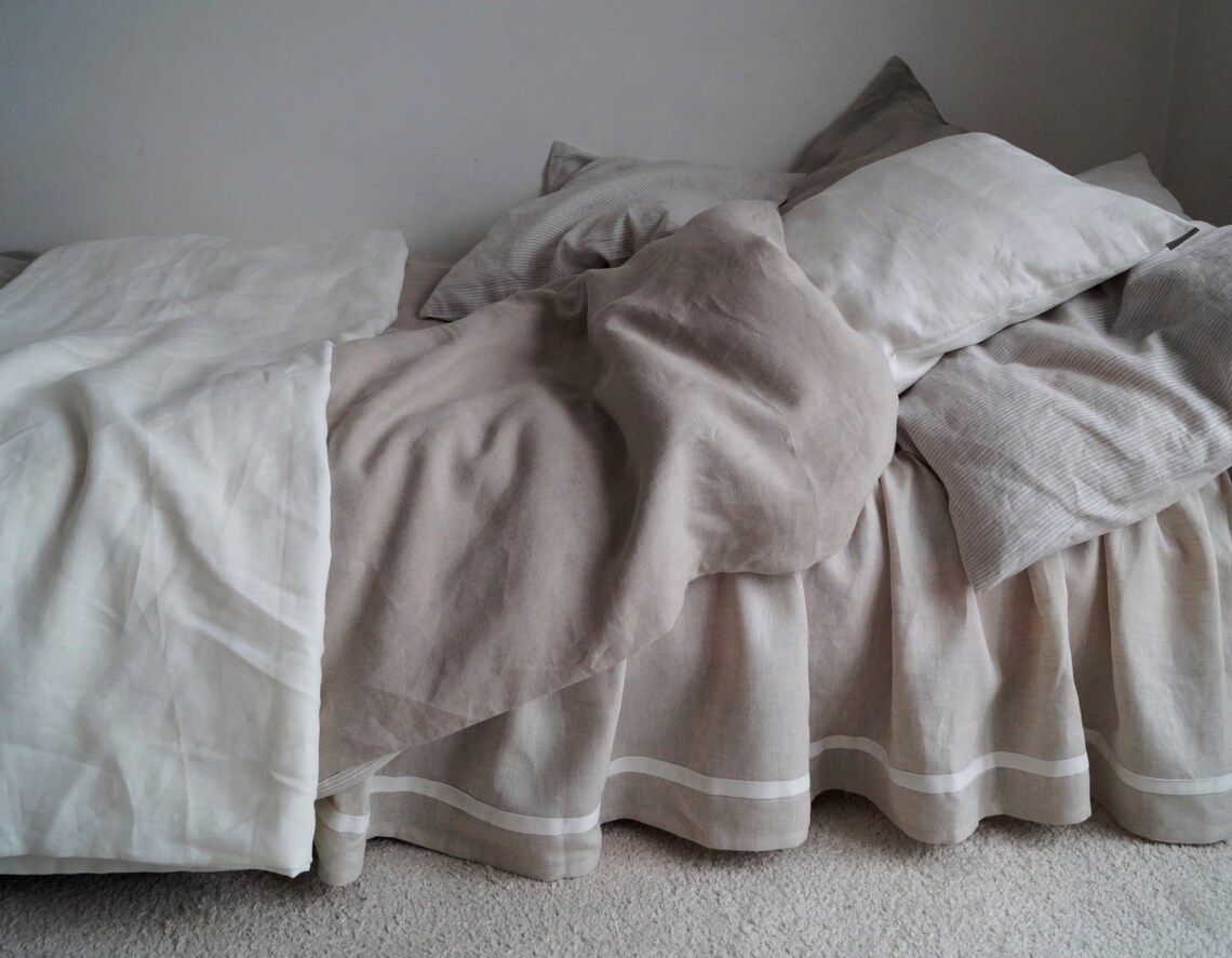 Linen Bed Skirt Dust Ruffle Ruffled Bed Skirt Linen Bedding - Etsy