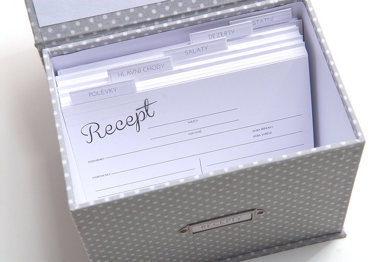 Recipe Box Set With Recipe Cards With Dot Pattern Case - Etsy