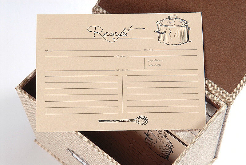 Recipe Box Set With Recipe Cards Canvas - Etsy