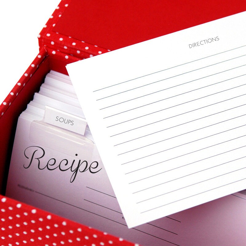 Recipe Box Set With Recipe Cards With Dot Pattern Case - Etsy