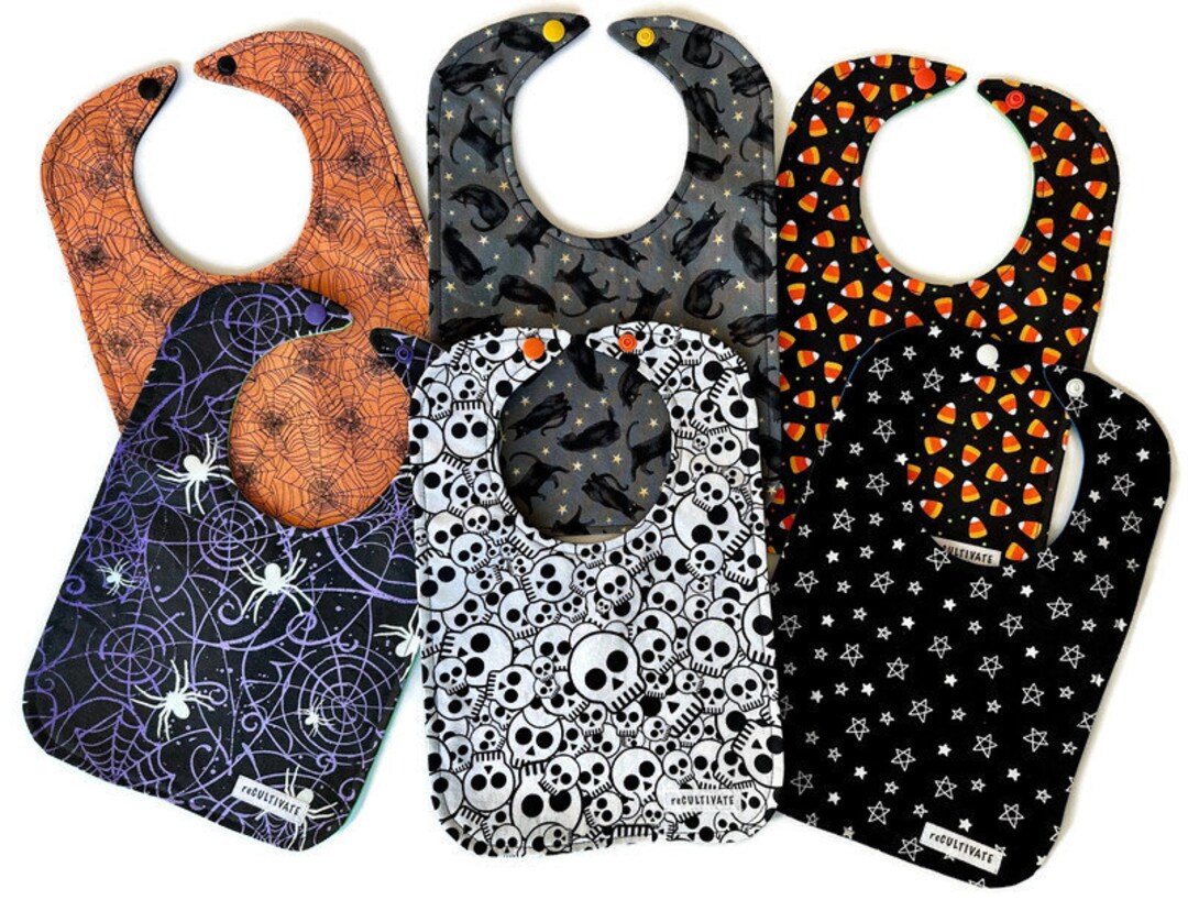 Handmade Halloween Baby Bib – Spooky Prints, Cotton Snap Closure - Etsy