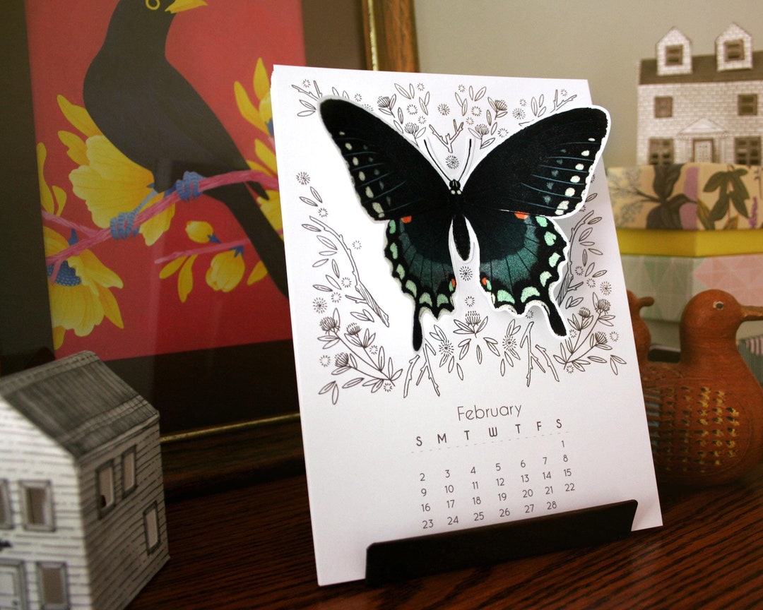 2025 3D Butterfly Desk Calendar Monthly Desktop Calendar, Pop up ...