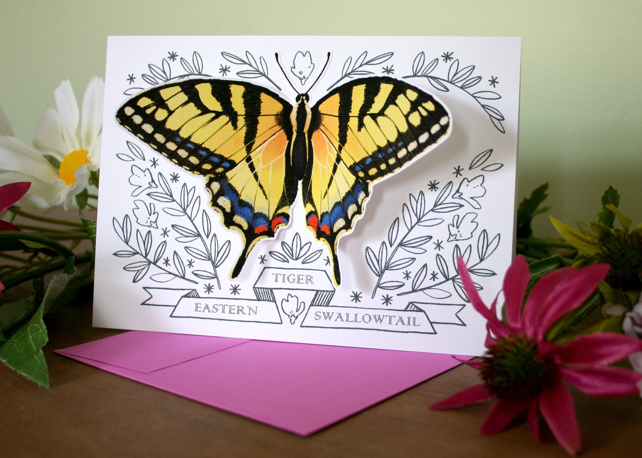 Eastern Tiger Swallowtail Card – 3D Butterfly Illustrated Notecard - Etsy