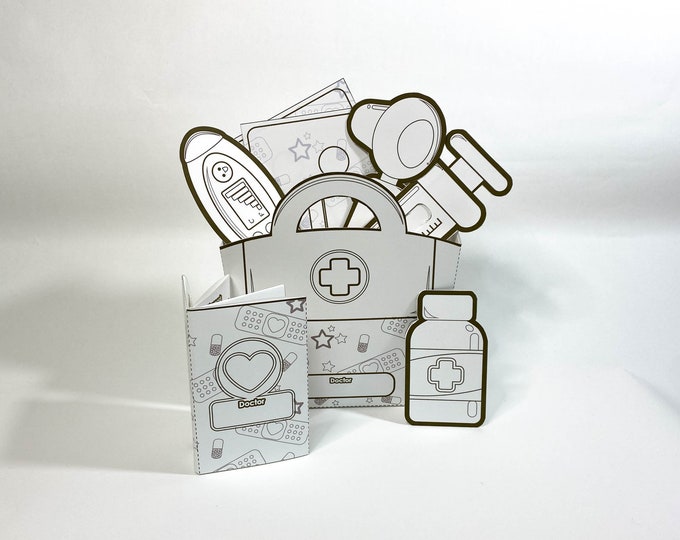 Nurse Doctor Medical Kit Coloring Paper Craft Printable - Etsy