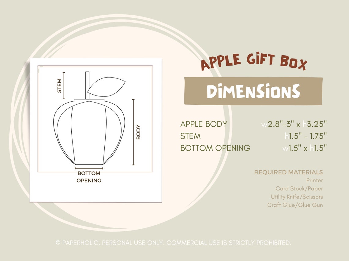 Printable Apple Gift Box • Teachers Friends Birthday School Kids Party ...