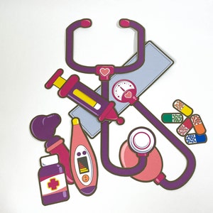 Doctor Nurse Kit | PRINTABLE Medical Bag | Purple Pink Paper Toy - Etsy