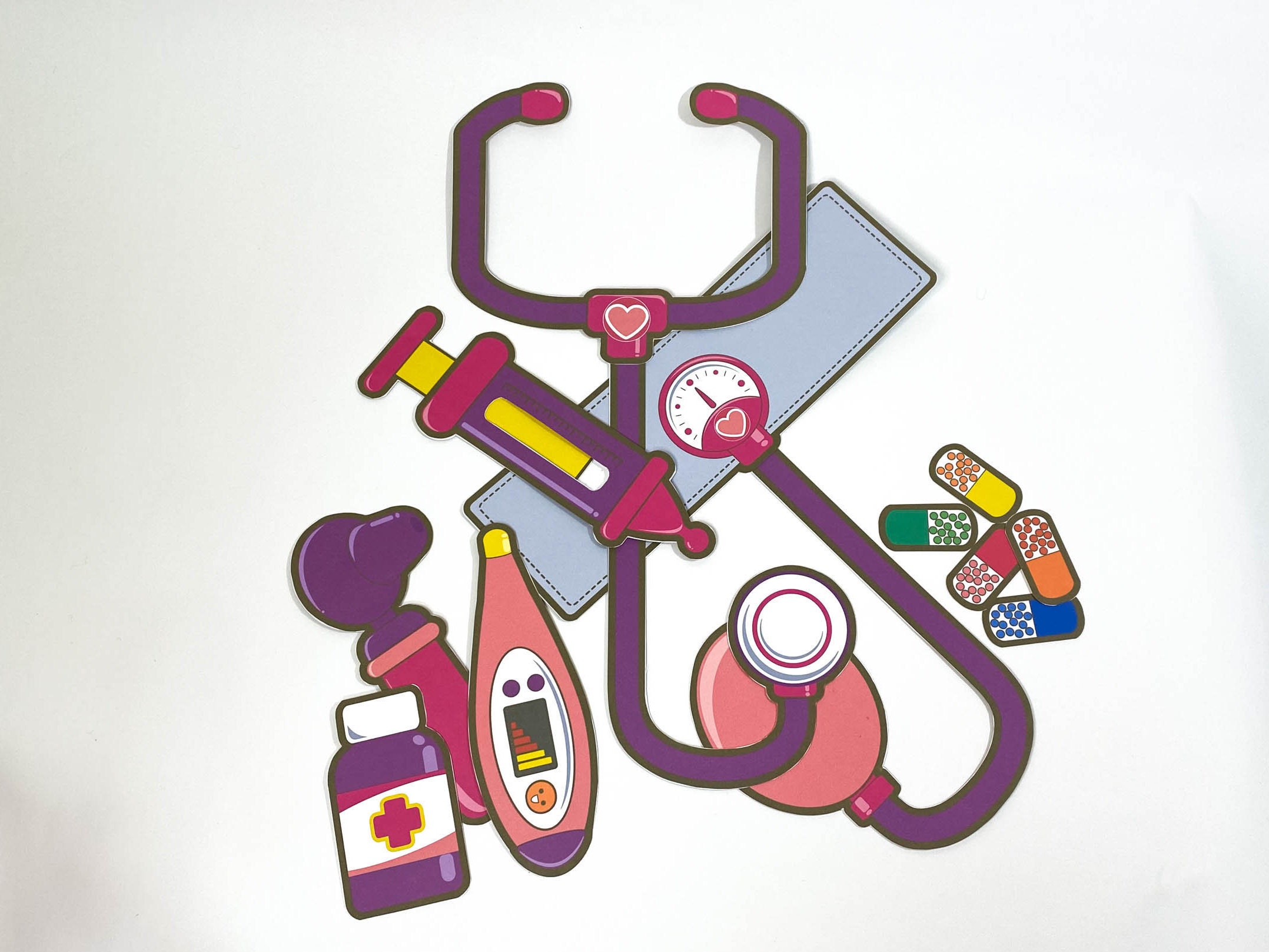 Doctor Nurse Kit | PRINTABLE Medical Bag | Purple Pink Paper Toy - Etsy
