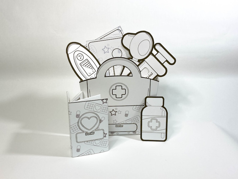 Nurse Doctor Medical Kit | Coloring Paper Craft | Printable Kids Toy ...